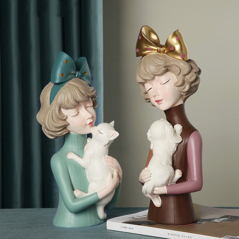 Puppy, Kitten & Girl Statues – Arte Attic